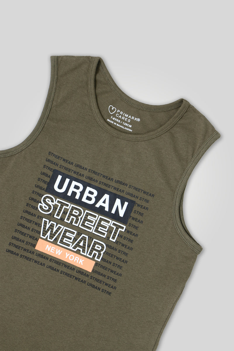 Boys Branded Graphic Sando - Olive– EXPOSTORE