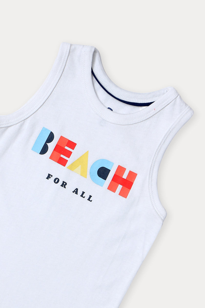 Boys Branded Graphic Sando - White– EXPOSTORE